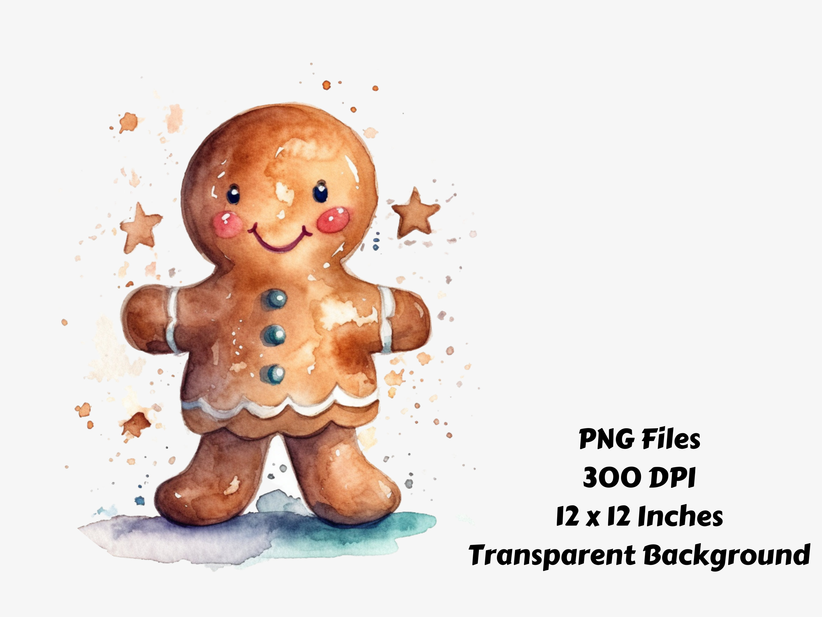 Watercolor Gingerbread Man Clipart Bundle Gingerbread Graphics ...