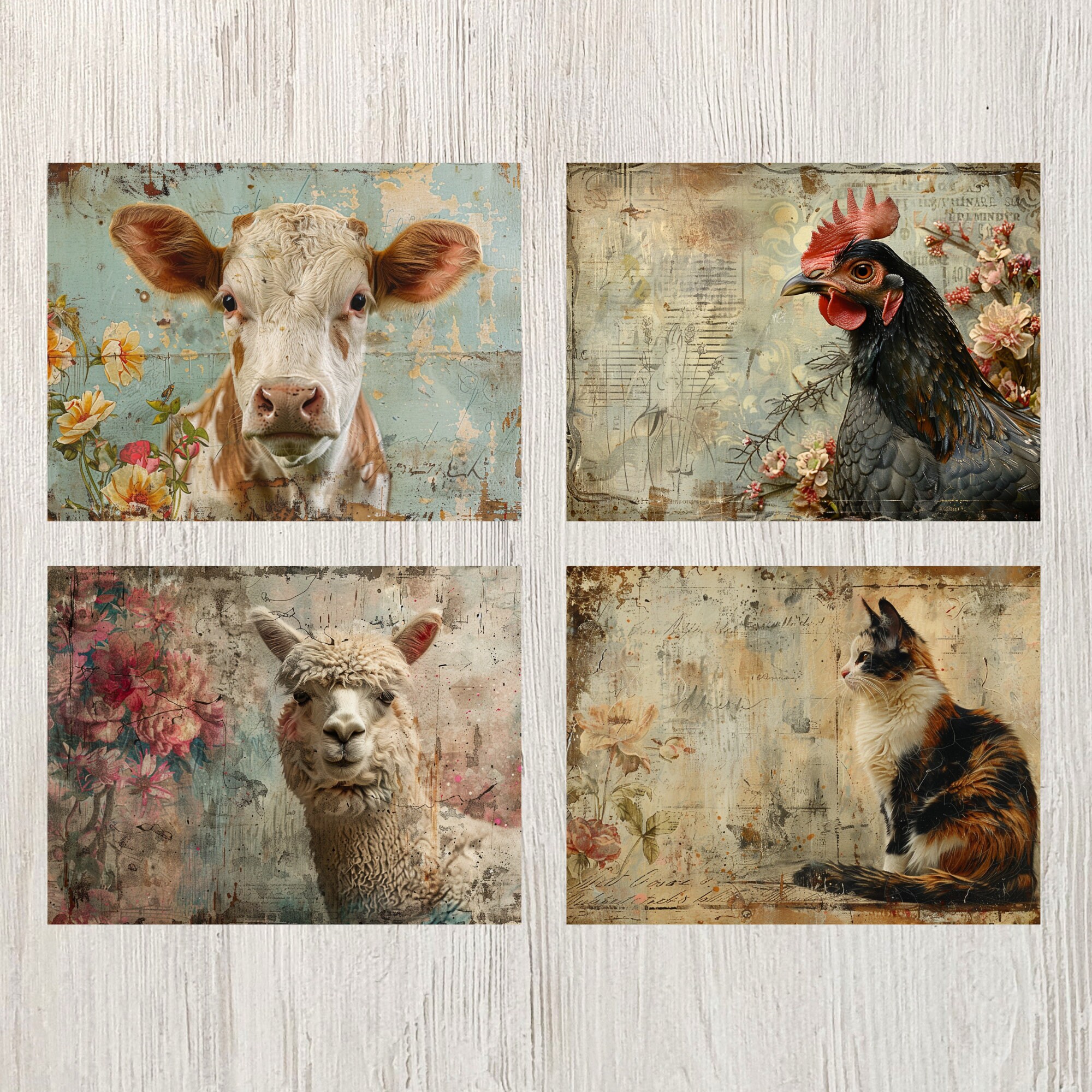 Farm Animal Junk Journal Pages | Vintage Scrapbook Paper | Printable ...