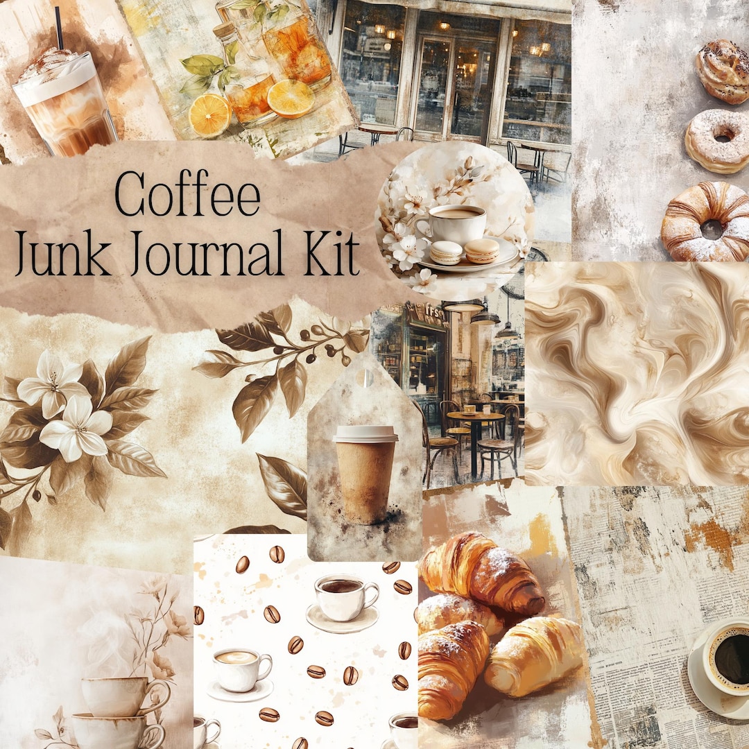 Coffee Junk Journal Kit Cafe Junk Journal Page Latte Journal Printable ...