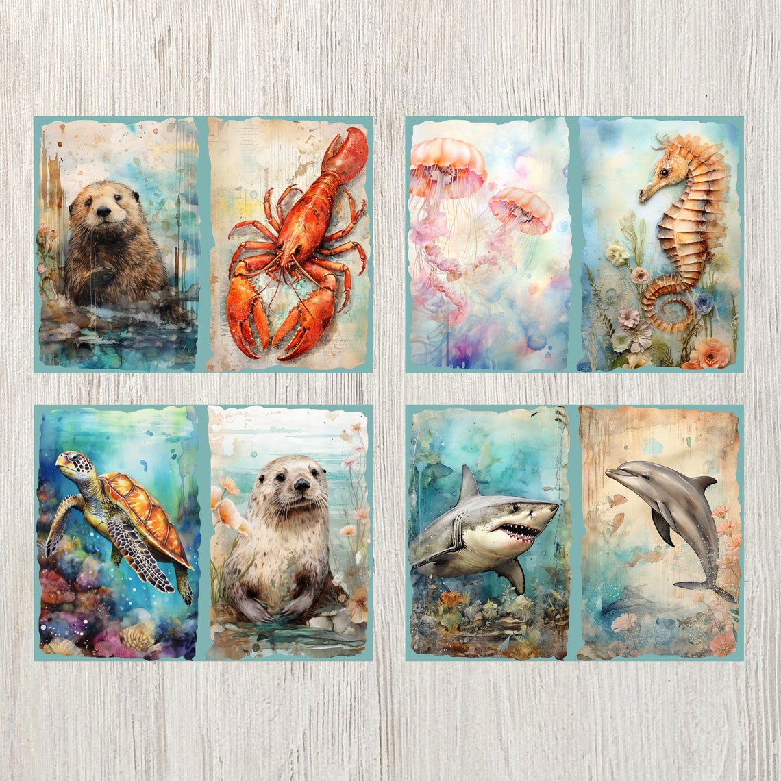 Ocean Animal Junk Journal Bundle | Background Paper | Digital Paper ...