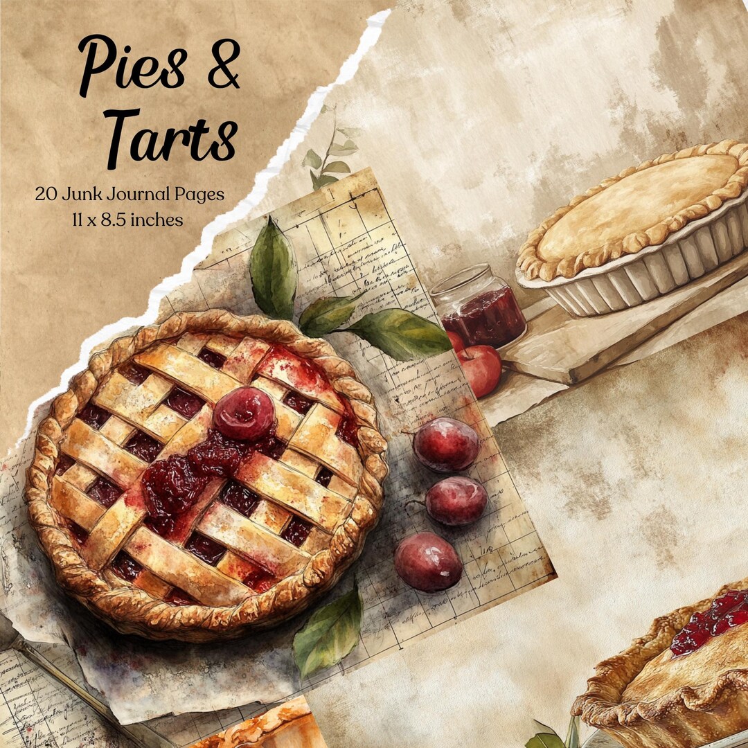 Pies and Tarts Junk Journal Paper Kit Food Junk Journal Coffee ...