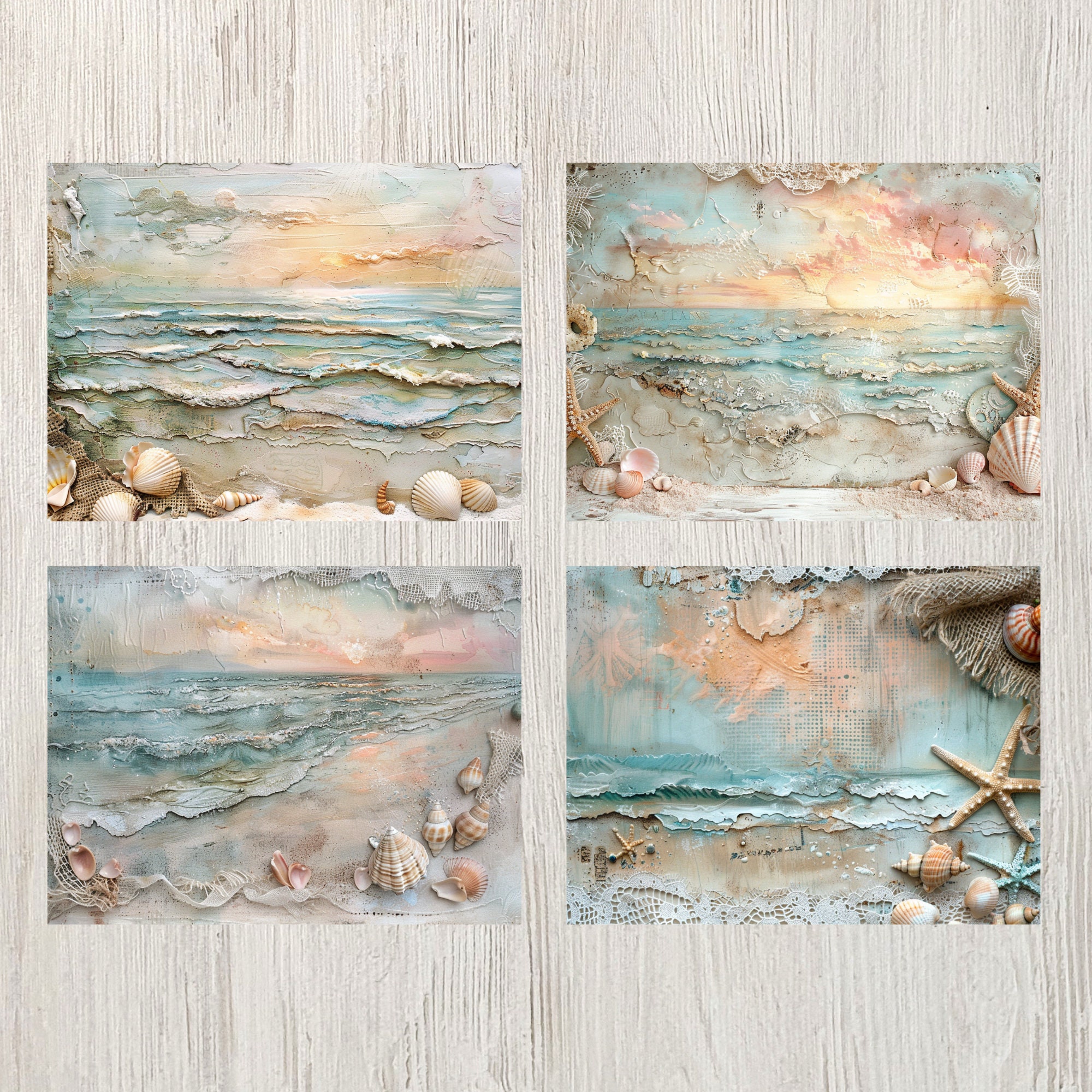 Coastal Junk Journal Page Beach Scrapbook Paper Printable Coastal ...