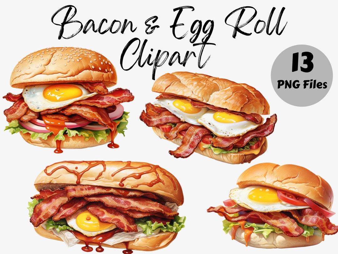 Bacon and Egg Roll Clipart | Food PNG | Bacon Roll | Bacon Sandwich ...