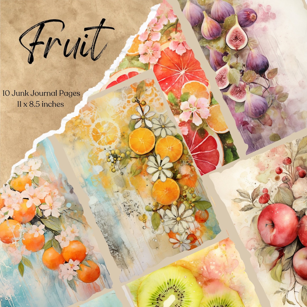 Fruit Junk Journal Pages | Digital Scrapbook Paper Kit | Printable ...