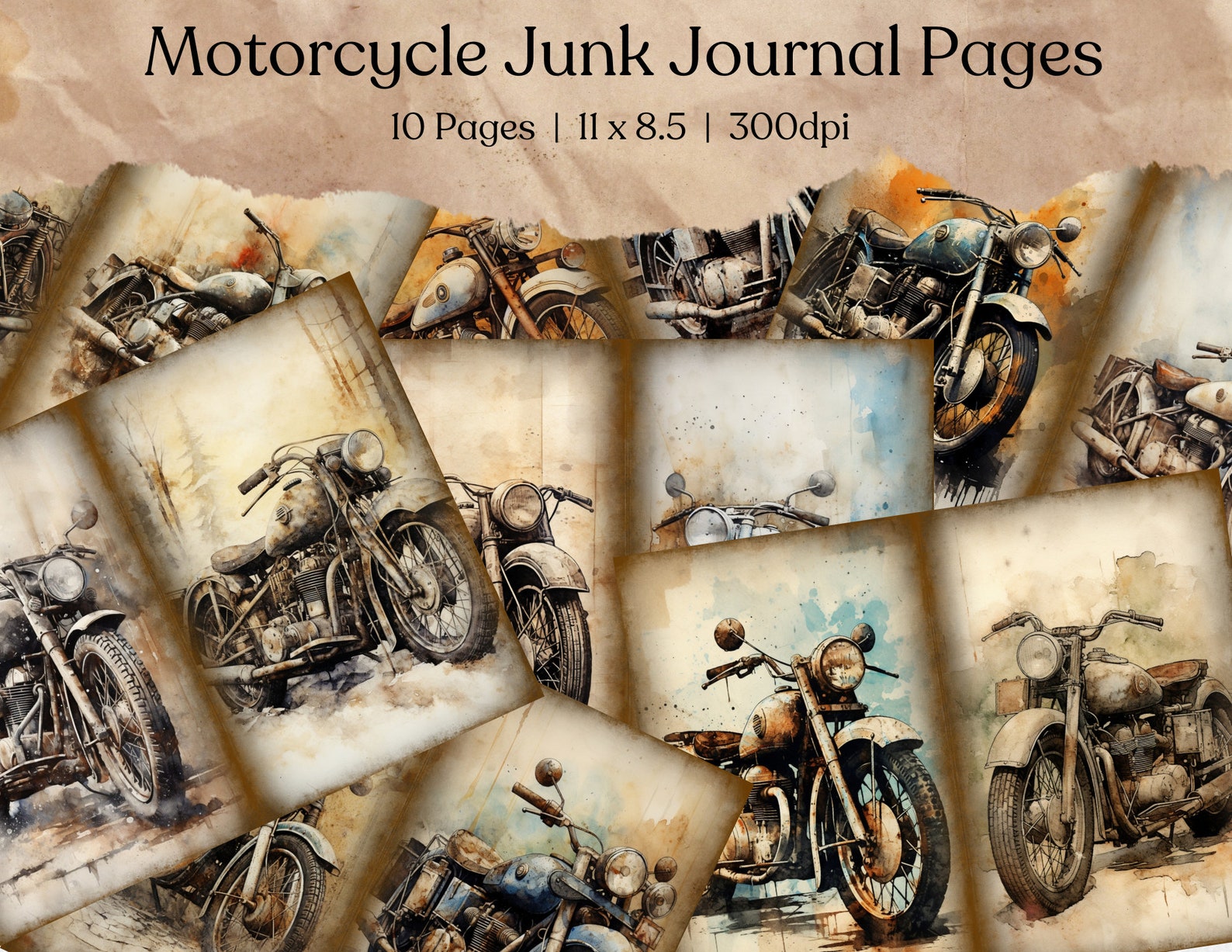 Vintage Motorcycles Junk Journal Kit Ephemera Pack Journal Supplies ...