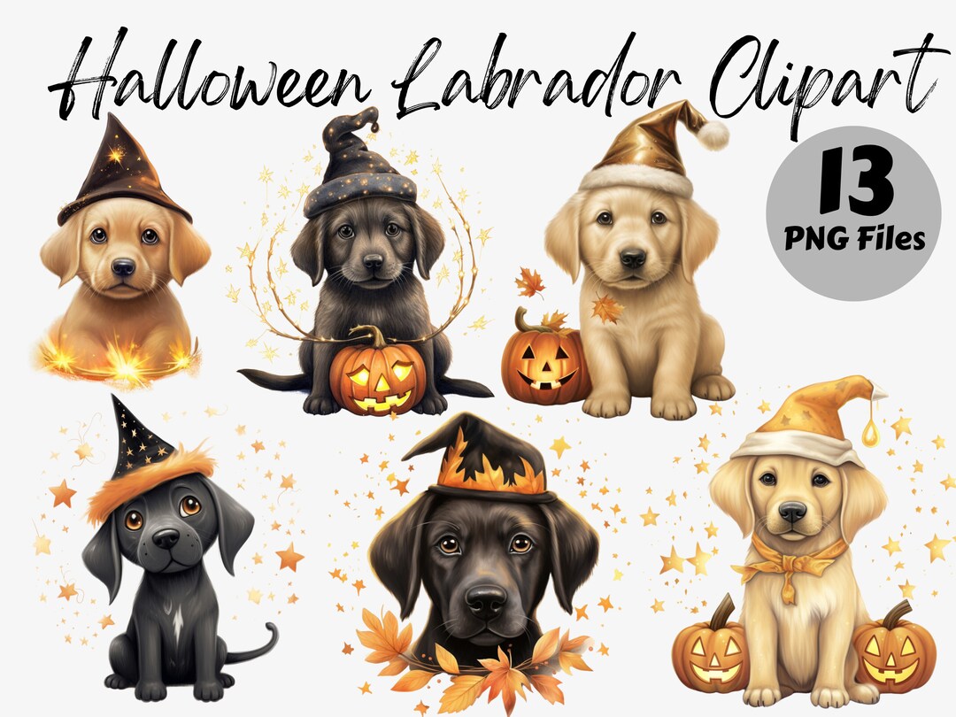 Watercolor Halloween Labrador Clipart Bundle | Halloween Digital Images ...