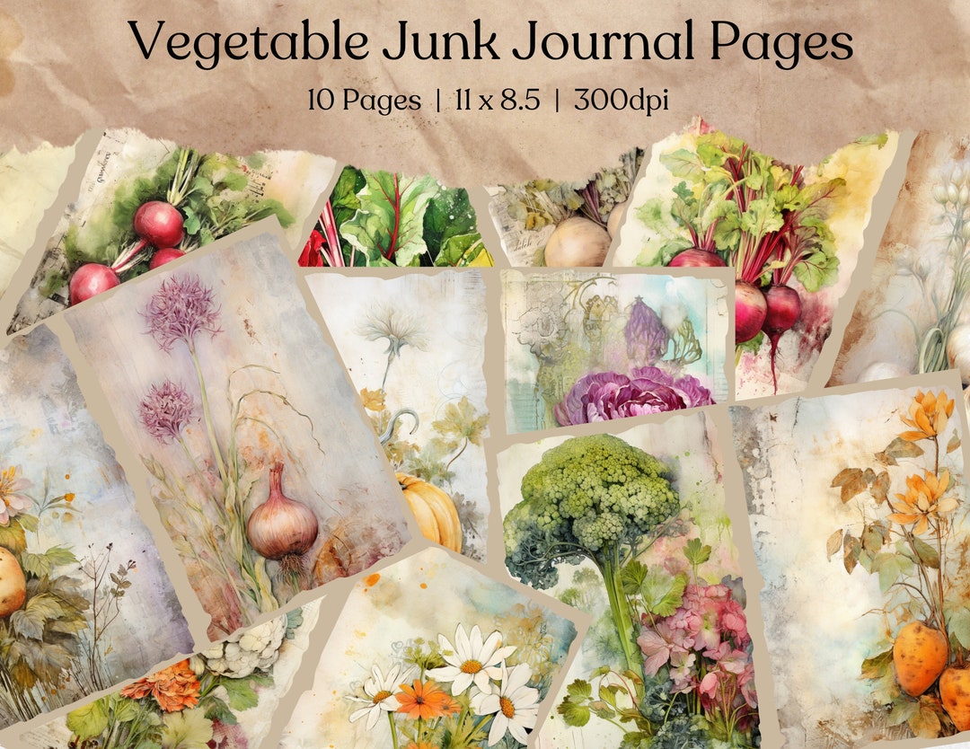 Vegetable Junk Journal Pages | Digital Scrapbook Paper | Cooking ...