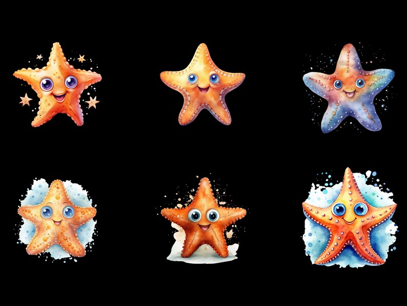 Watercolor Starfish Clipart Bundle Starfish Digital Images - Etsy