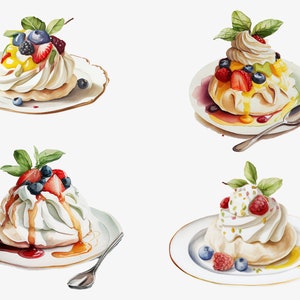 Watercolor Pavlova Clipart Bundle | Pavlova Digital Images | Pavlova ...