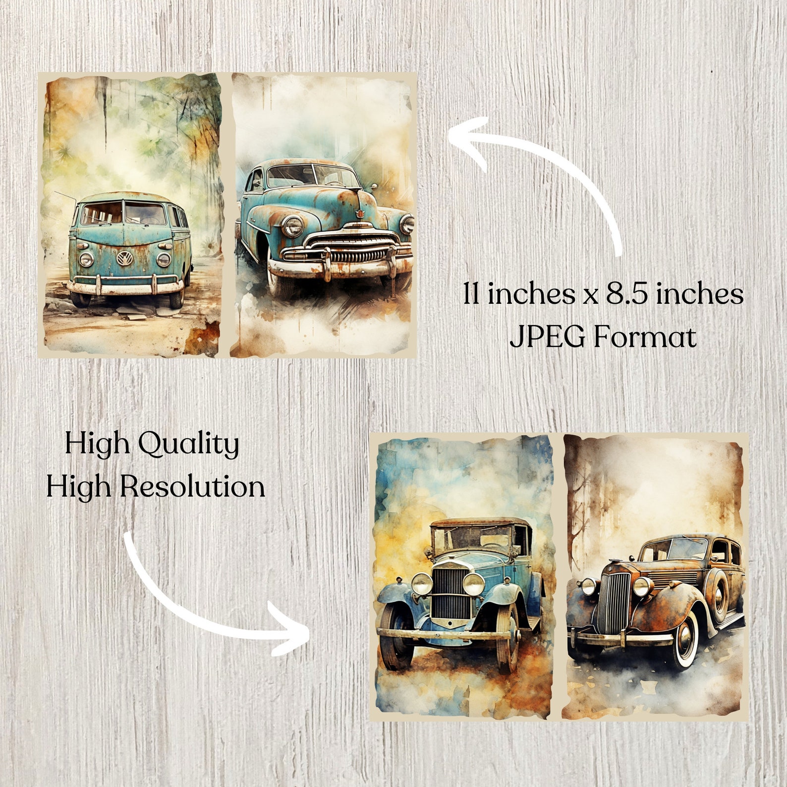 Vintage Vehicle Junk Journal Pages | Digital Scrapbook Paper ...