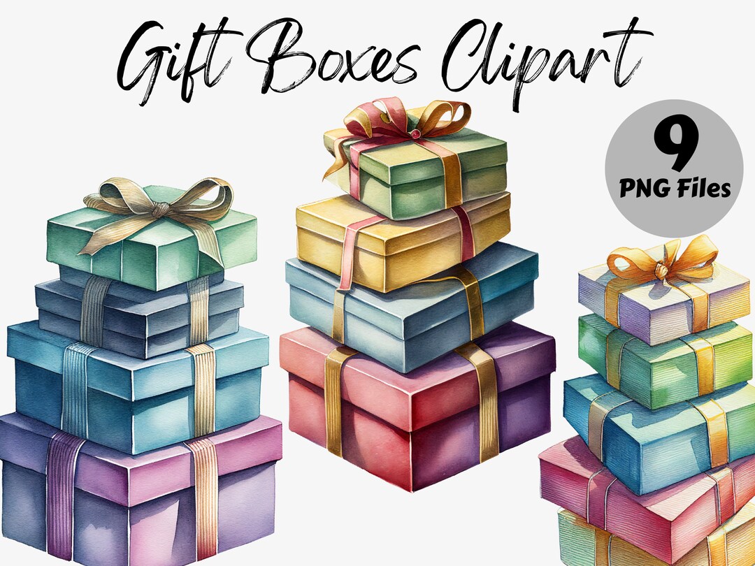 Watercolor Gift Boxes Clipart Bundle | Gift Boxes Digital Images | Gift ...
