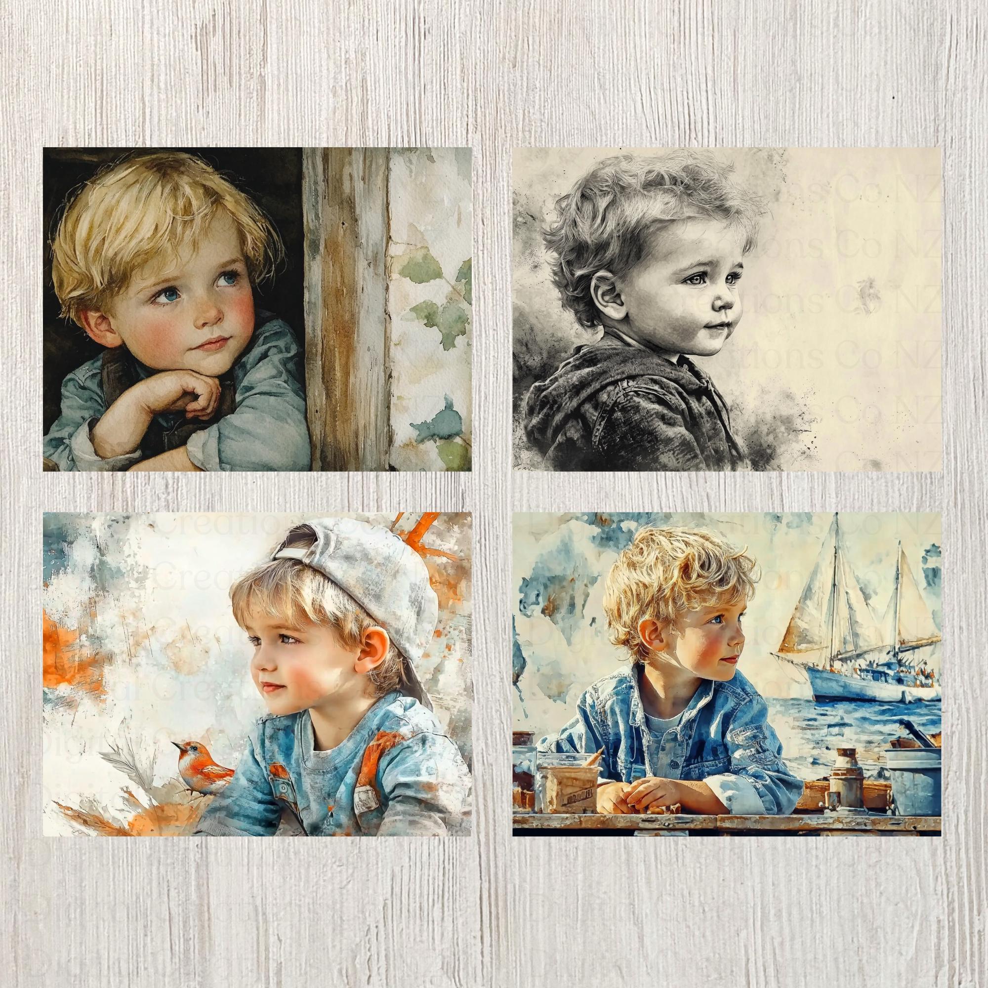 Young Boy Junk Journal Pages | Vintage Boy Printables | Digital ...