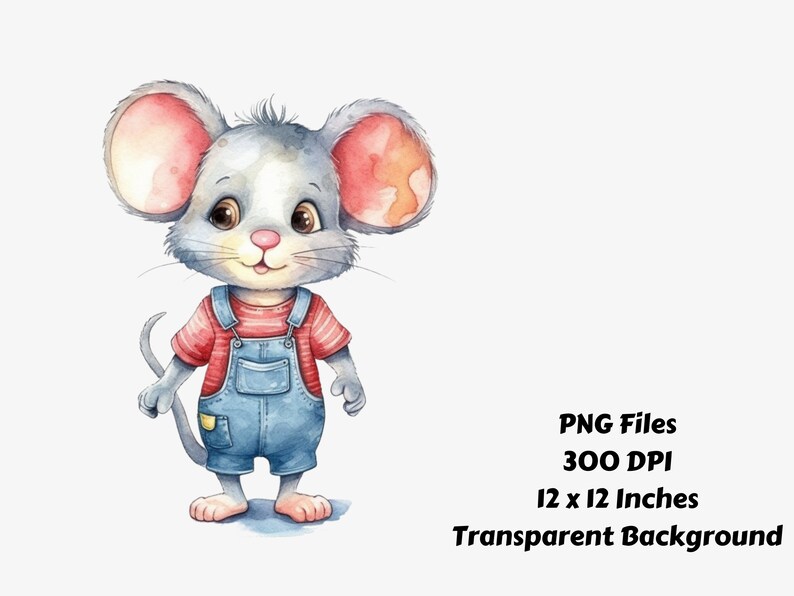 Watercolor Mouse Clipart Bundle Mouse Digital Images Mouse PNG Digital ...