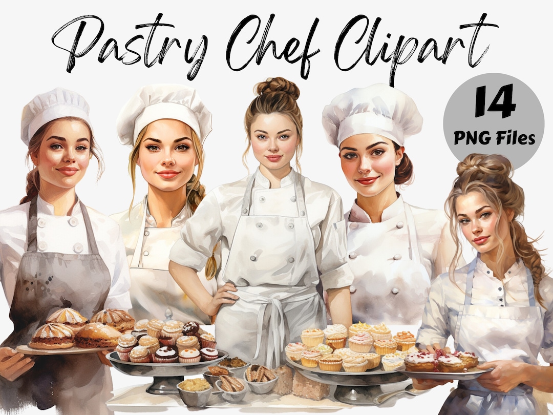 Watercolor Pastry Chef Clipart | Baker PNG | Patisserie Clipart | Chef ...