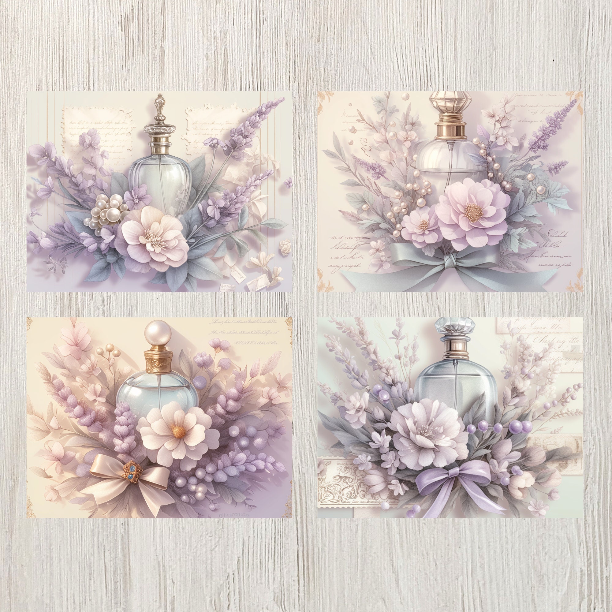 Perfume Bottle Junk Journal Printable Pages Vintage Card Digital ...