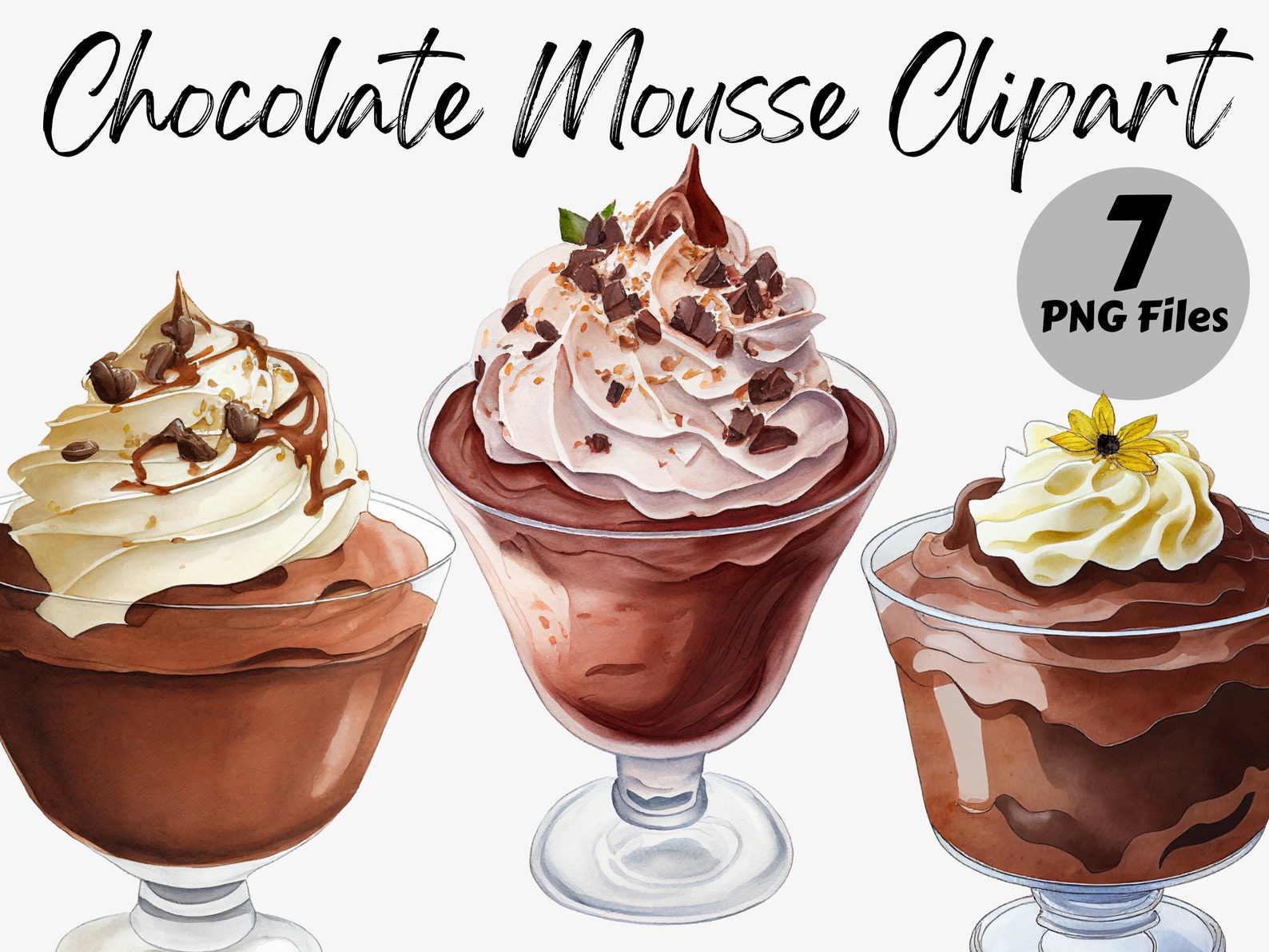 Watercolor Chocolate Mousse Clipart Bundle Mousse Digital Images Mousse ...