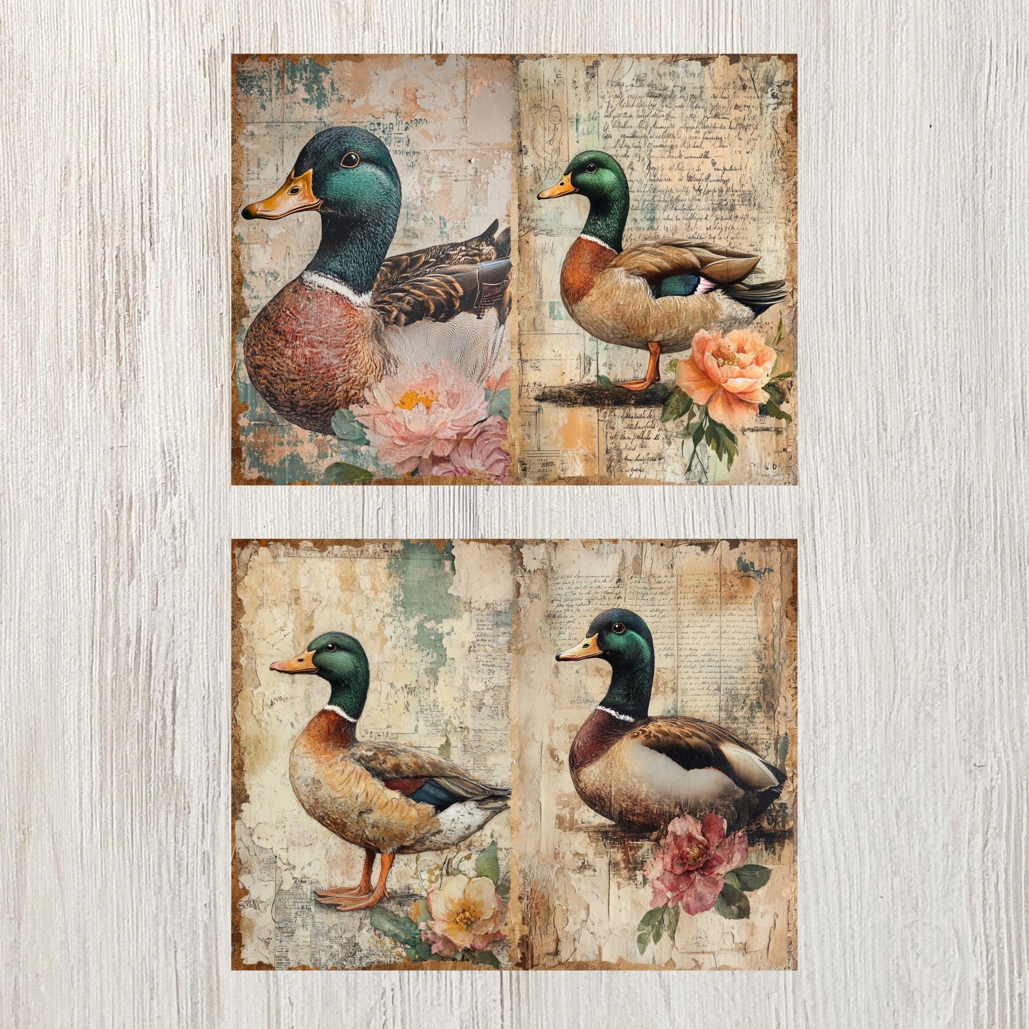 Duck Junk Journal Papers Kit Animal Ephemera Printable Download Mixed ...