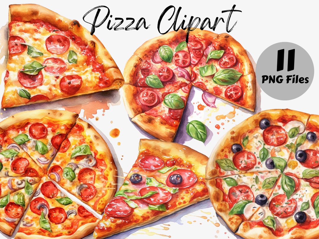 Watercolor Pizza Clipart Bundle | Pizza PNG | Fast Food Graphics ...
