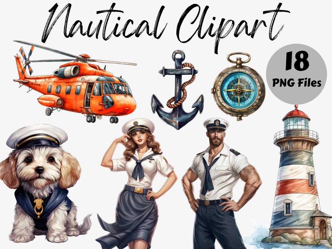 Watercolor Nautical Clipart Bundle | Nautical PNG | Sublimation ...
