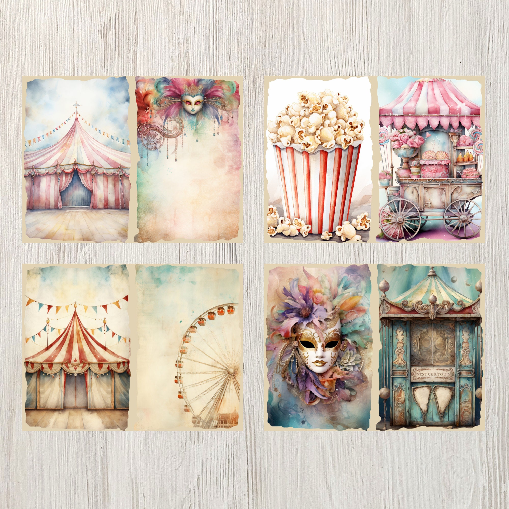 Carnival Junk Journal Pages | Vintage Ephemera | Carnival Scrapbook ...