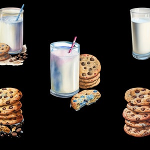Watercolor Milk and Cookies Clipart Bundle | Milk and Cookies Digital ...