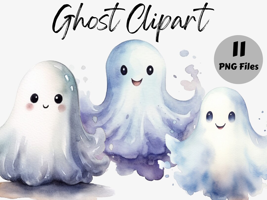 Watercolor Ghost PNG Clipart Bundle | Halloween PNG | Cute Ghost ...