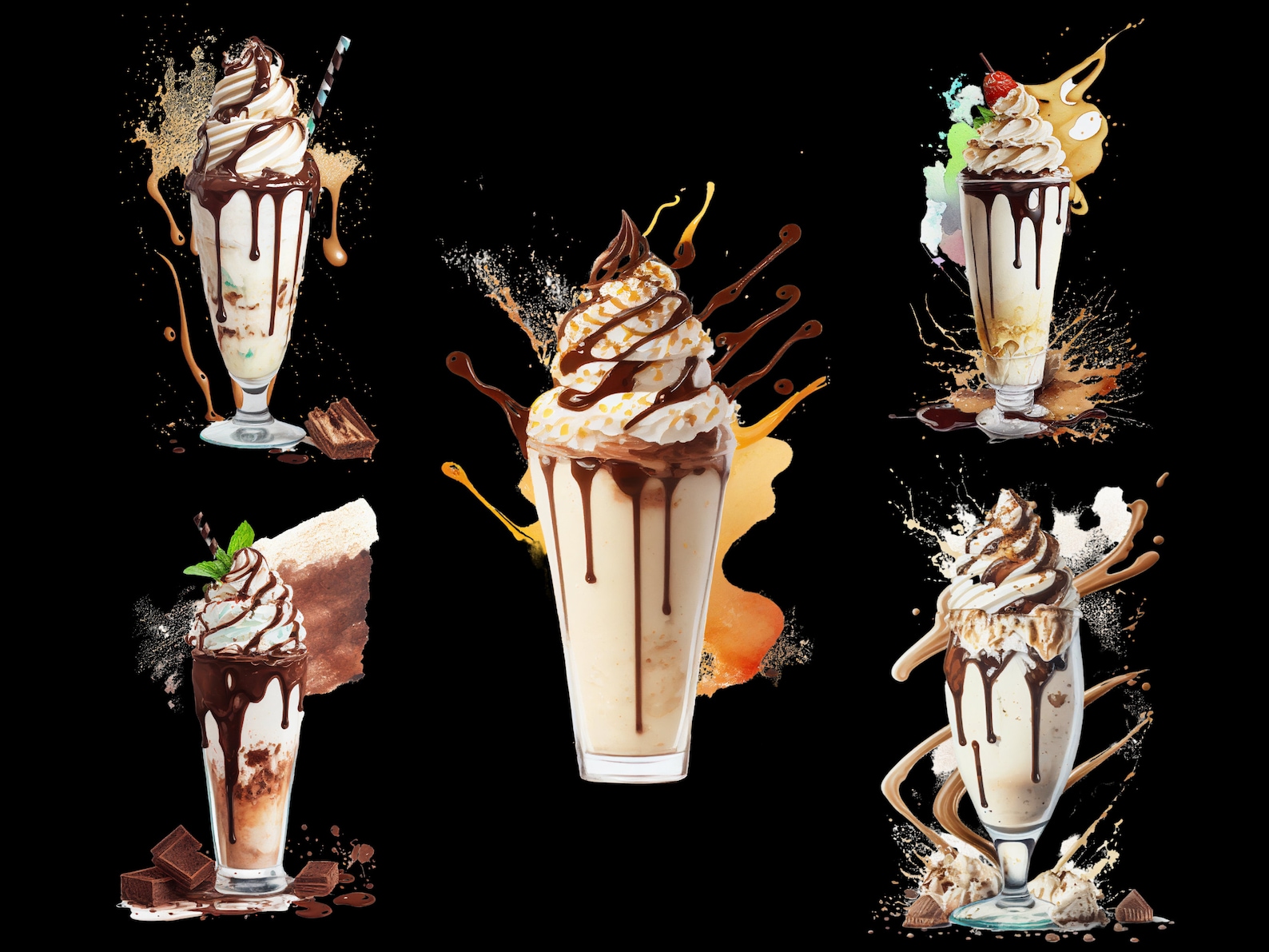 Watercolor Milkshake Clipart Bundle Milkshake Digital Images Milkshake ...