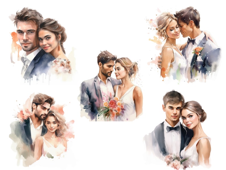 Bride and Groom Clipart Bundle Wedding Elements Bride and - Etsy