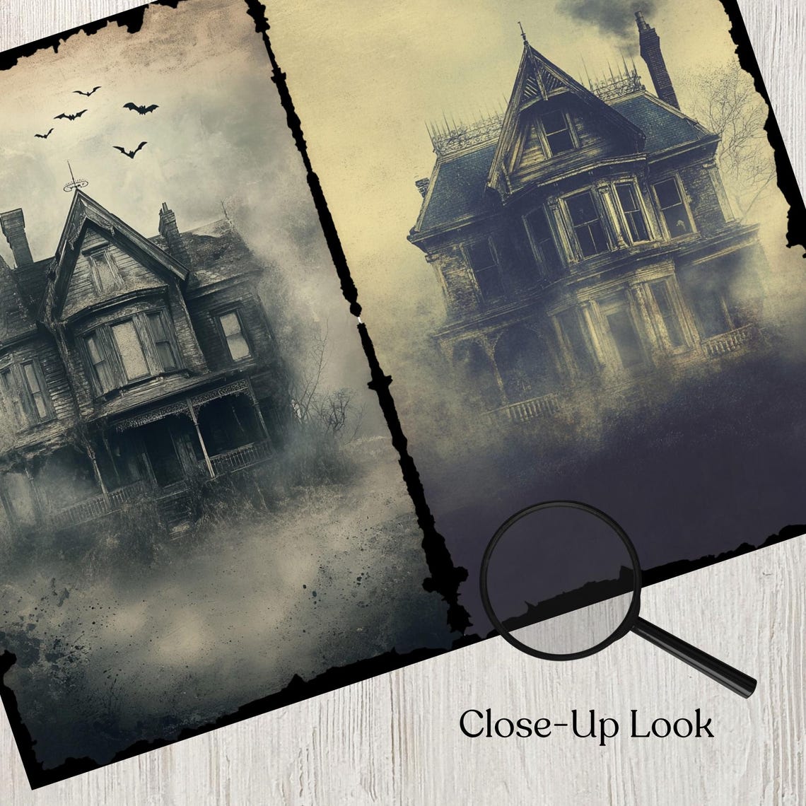 Haunted House Junk Journal Page Digital Scrapbook Paper Spooky ...