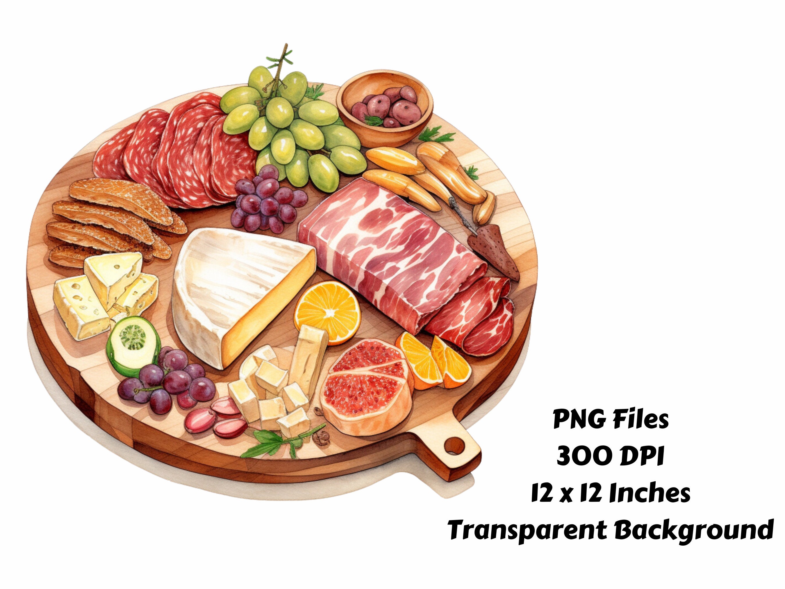 Watercolor Charcuterie Board Clipart Food PNG Charcuterie PNG ...