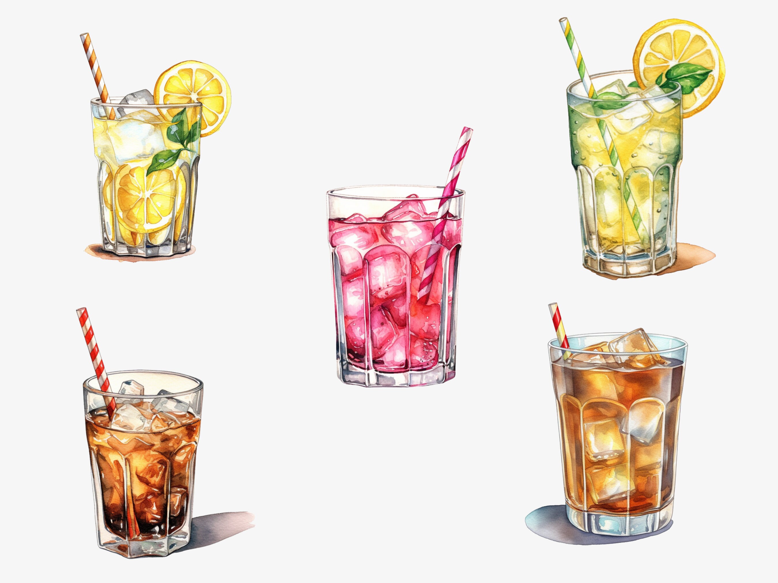 Watercolor Soda Clipart Bundle Soda PNG Soda Graphics Summer Drink PNG ...