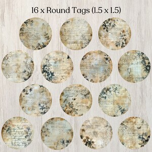 Vintage Script Junk Journal Tag Kit Script Printable Tag Vintage Paper ...