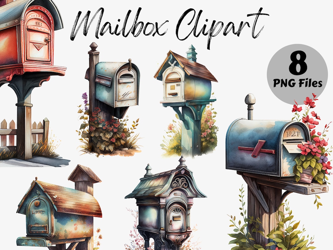 Watercolor Mailbox Clipart Bundle | Mailbox Digital Images | Mailbox ...