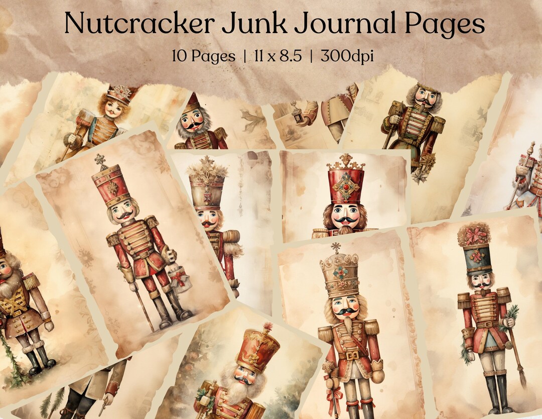 Christmas Nutcracker Junk Journal Kit | Winter Vintage Ephemera Journal ...