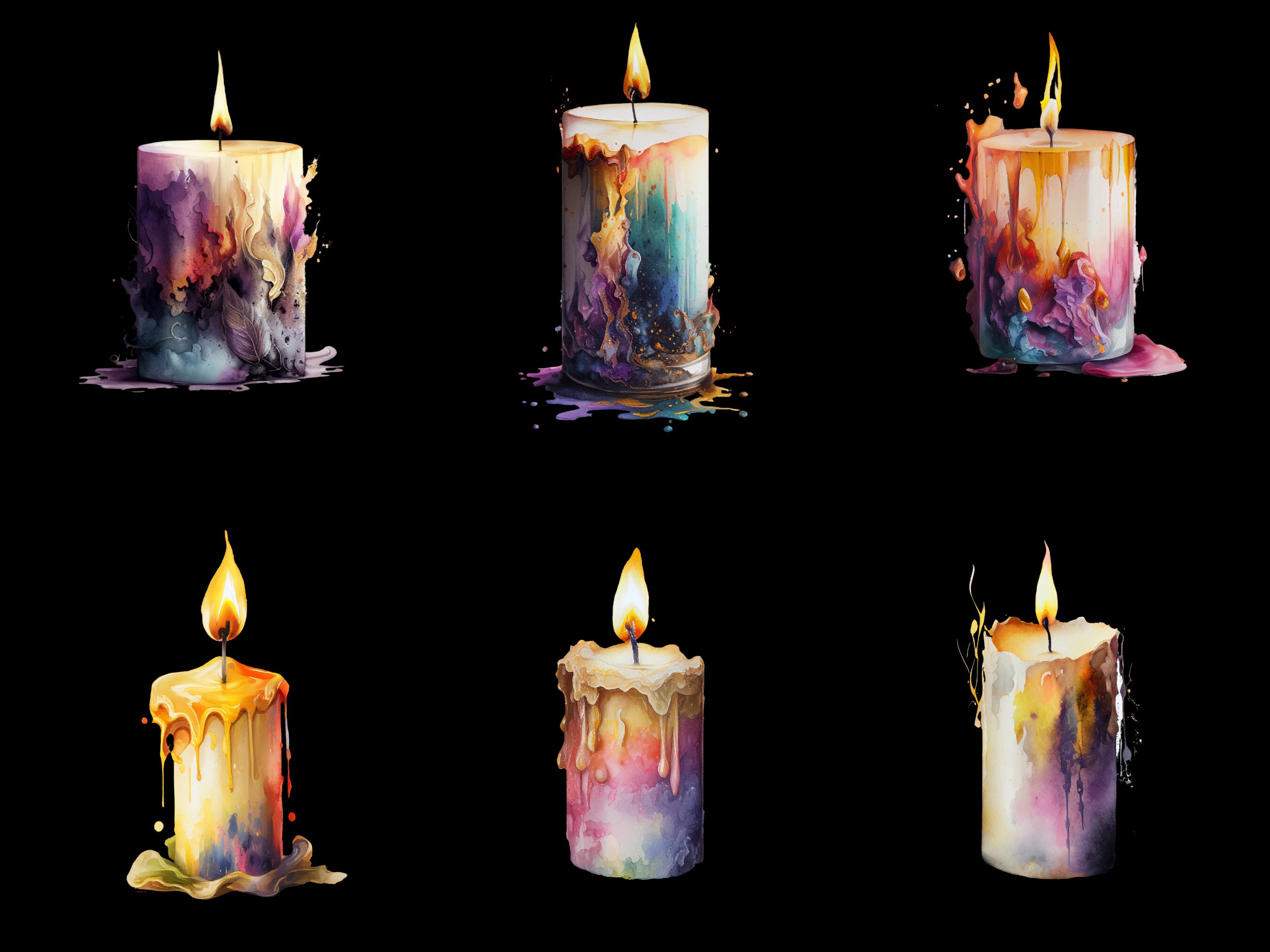Watercolor Candle Clipart Bundle Candle Digital Images - Etsy