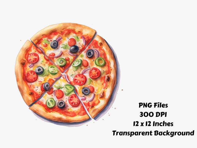 Watercolor Pizza Clipart Bundle Pizza PNG Fast Food - Etsy