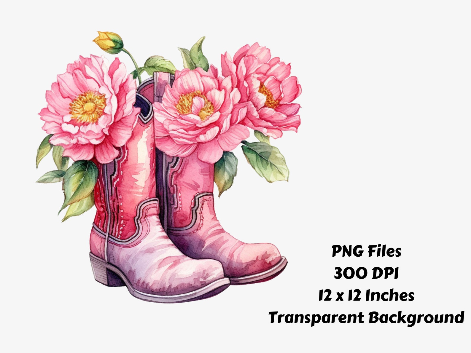 Watercolor Cowboy Boots Clipart Bundle Floral Cowboy Boot Graphics ...