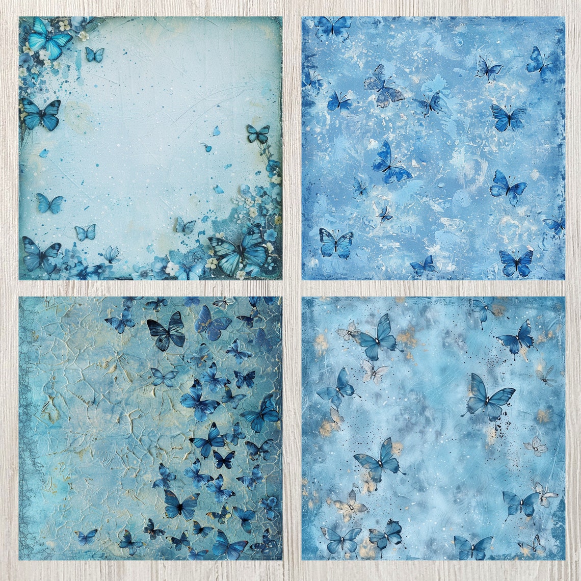 Blue Butterfly Printable Digital Paper Pack | Background | Card Making ...