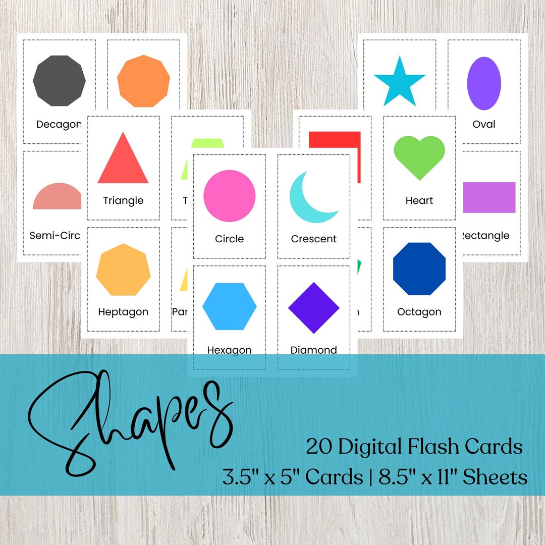 Shape Flash Cards, Preschool Printable, Montessori Flashcard, Teacher ...
