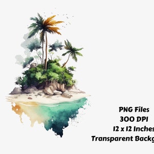 Watercolor Tropical Beach Clipart Bundle | Tropical Beach Digital ...