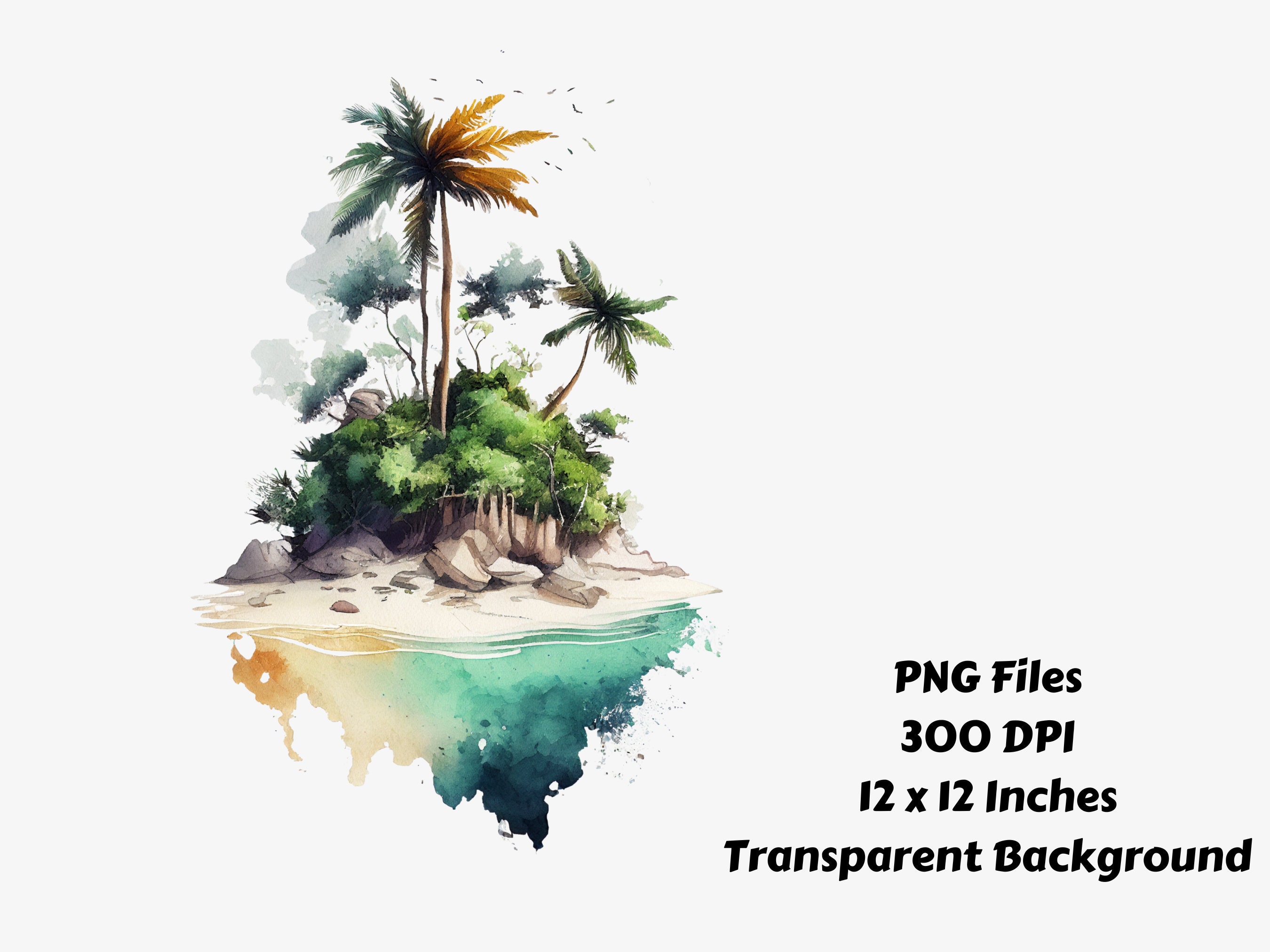 Watercolor Tropical Beach Clipart Bundle Tropical Beach Digital Images ...