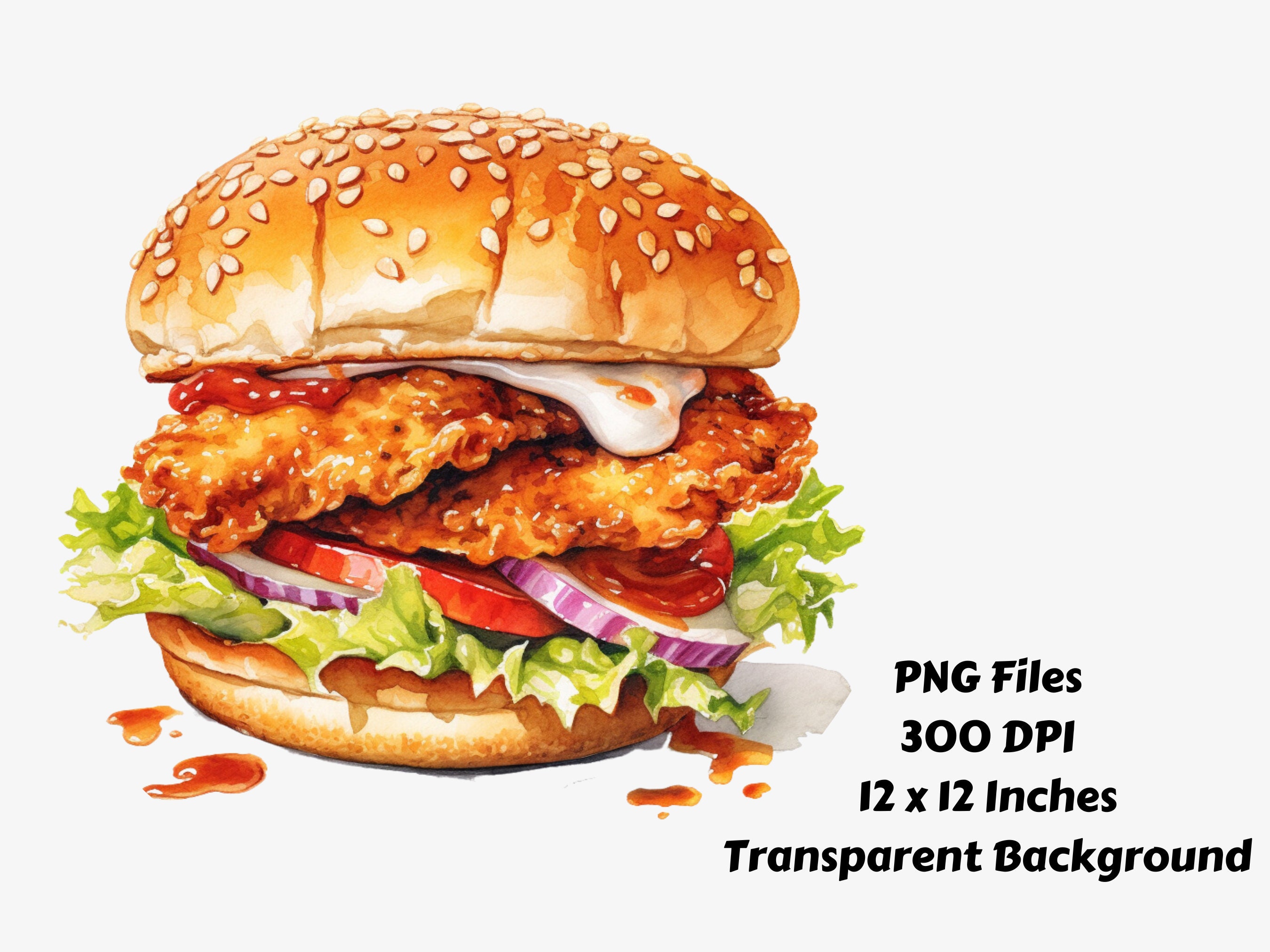 Watercolor Fast Food Clipart PNG Bundle Hamburger Hotdog Pizza Fries ...