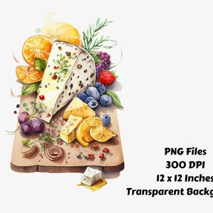 Watercolor Cheese Board Clipart Bundle | Cheese Board Digital Images ...