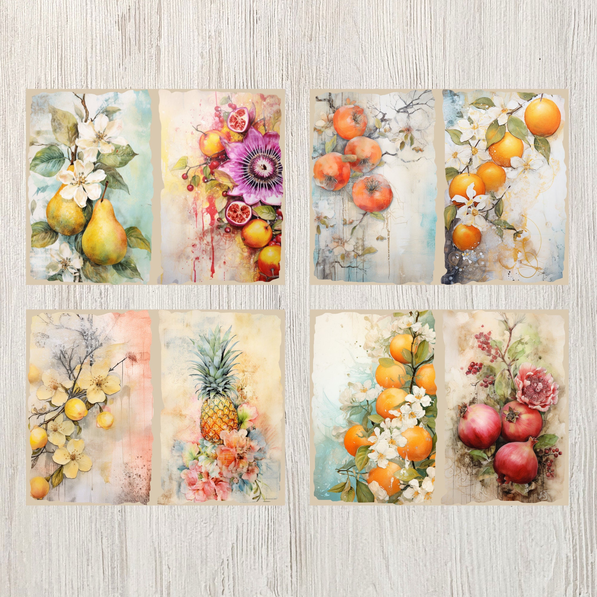 Fruit Junk Journal Pages Digital Scrapbook Paper Kit Printable Summer ...