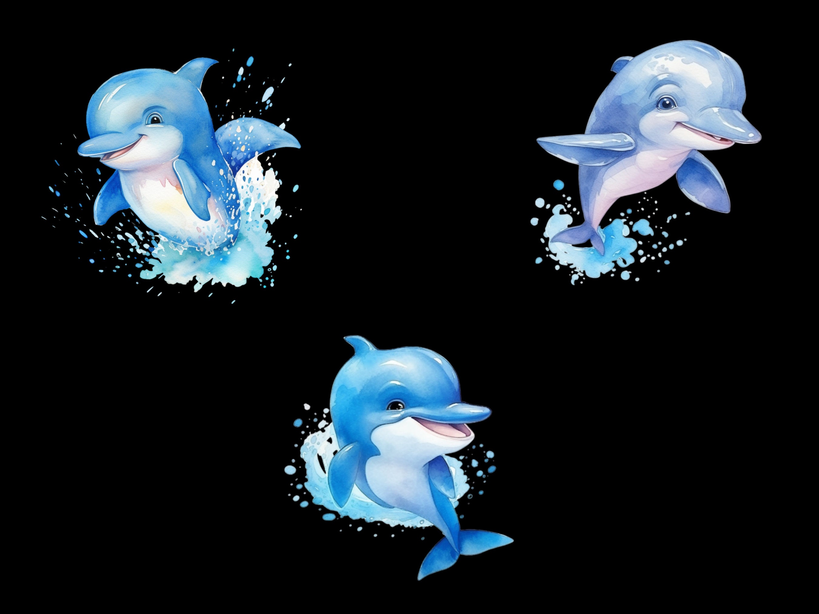 Watercolor Dolphin Clipart Bundle Dolphin Digital Images Dolphin PNG ...