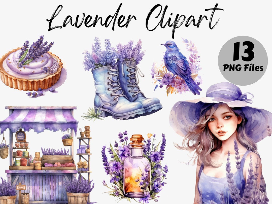Watercolor Lavender Clipart Bundle | Watercolor Lavender Graphics ...