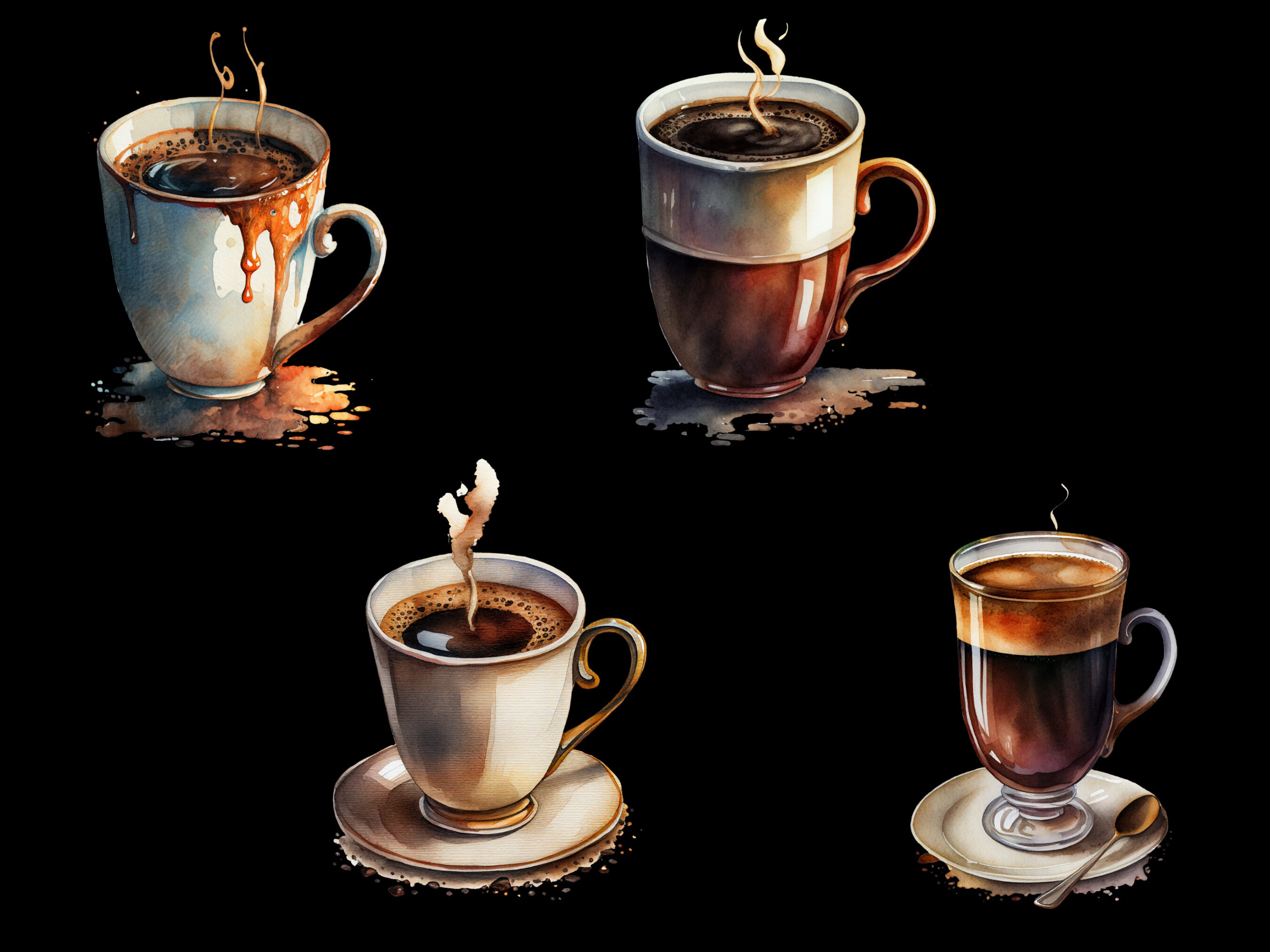 Watercolor Coffee Clipart Bundle Coffee Digital Images - Etsy