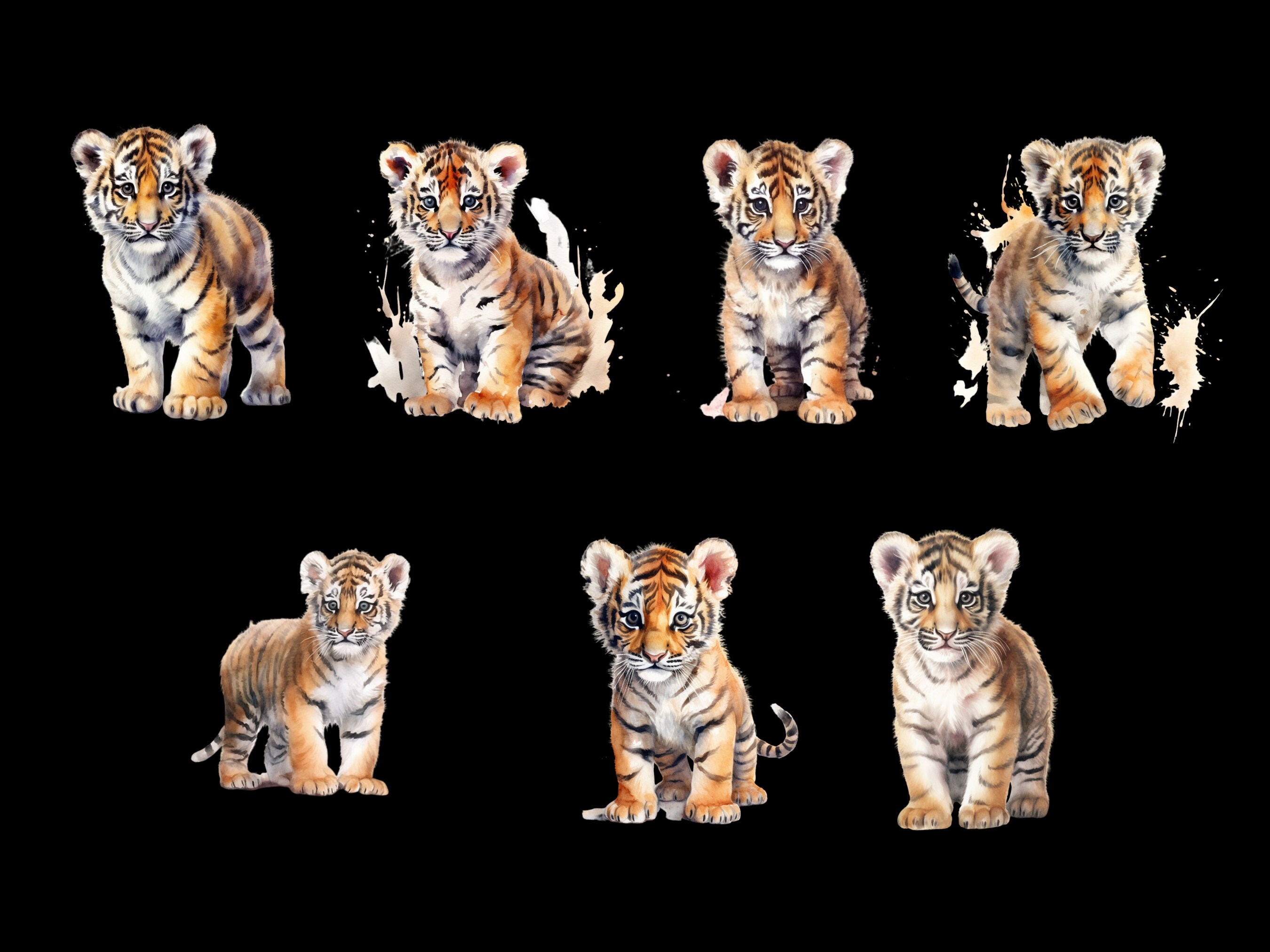Watercolor Baby Tiger Clipart Tiger PNG Baby Animal PNG - Etsy