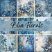 Blue Floral Printable Digital Paper Pack | Flower Background | Card ...