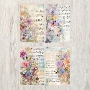 Floral Music Page Digi Kit | Printable Music Pages | Junk Journal ...